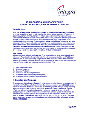 Fillable Online IP ALLOCATION AND USAGE POLICY Fax Email Print - pdfFiller