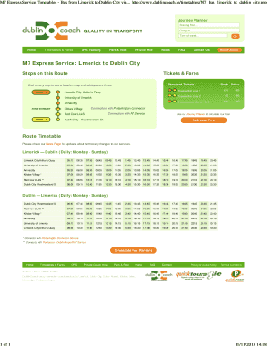 Fillable Online M7 Express Service Timetables - Bus from Limerick to ...