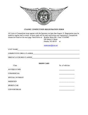 Fillable Online csasmc CSASMC COMPETITION REGISTRATION FORM Fax Email ...