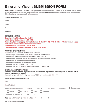 Fillable Online plainsart Emerging Vision SUBMISSION FORM - Plains Art ...