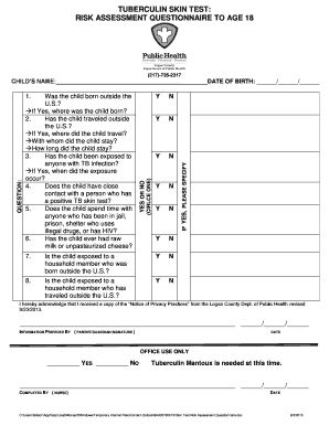 Fillable Online TB Skin Test Risk Assessment Questionnaire Fax Email ...