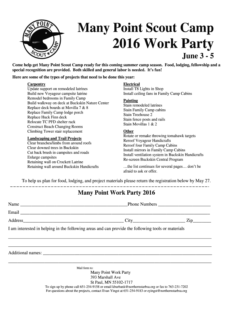 Fillable Online manypoint More information - Many Point Scout Camp ...