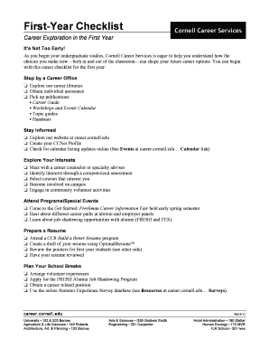 Fillable Online career cornell First-Year Checklist Fax Email Print ...