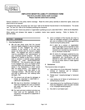 Fillable Online larmpool 28 42 GL 08 98 Employee Benefits Liability ...