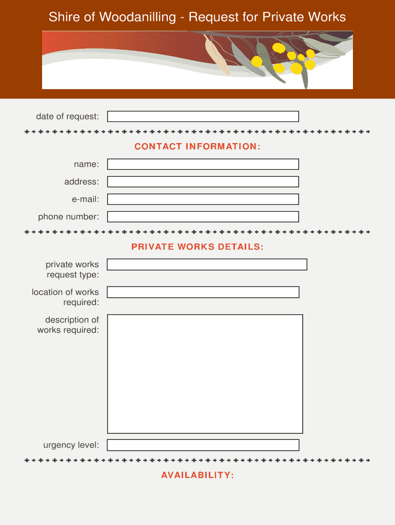 Fillable Online woodanilling wa gov Shire of Woodanilling Request for ...