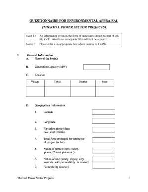 Fillable Online coe mse ac Thermal Projects Questionnaire - coe mse ac Fax Email Print - pdfFiller