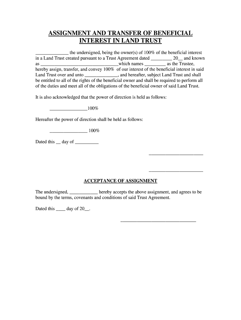 Fillable Online ASSIGNMENT AND TRANSFER OF BENEFICIAL Fax Email Print ...