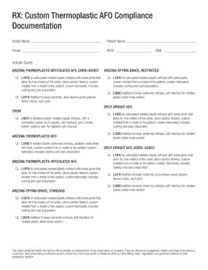 Fillable Online safestep Thermoplastic AFO Compliance Forms - Arizona ...
