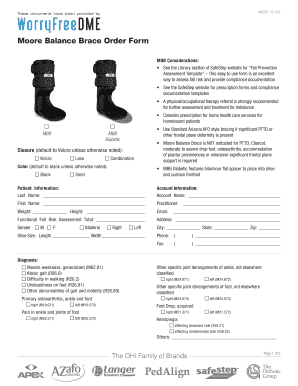 Fillable Online safestep Moore Balance Brace Order Formpdf - SafeStep ...