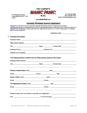 Domestic Wholesale Account Application - Manic Panic - Fill and Sign ...