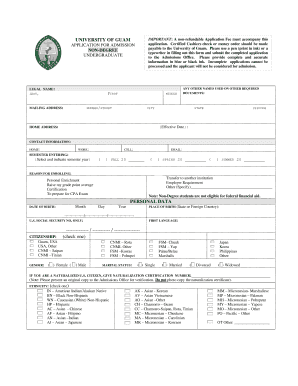 Fillable Online Non Degree Seeking - University of Guam Fax Email Print - pdfFiller