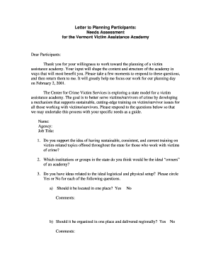 Fillable Online Letter to Planning Participants Letter to Planning ...