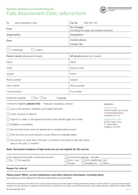 Fillable Online Falls Assessment Clinic referral form - Falls ...