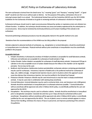 Fillable Online IACUC Policy on Euthanasia of Laboratory Animals Fax ...