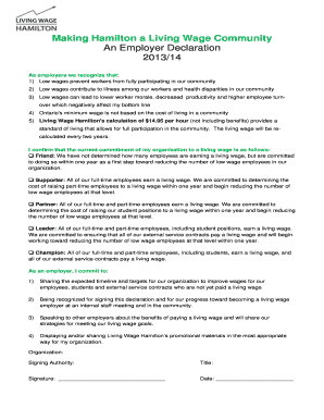 Fillable Online Employer Living Wage Declaration - Vibrant Canada Fax ...