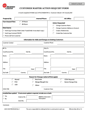 Fillable Online CUSTOMER MASTER ACTION REQUEST FORM Fax Email Print ...