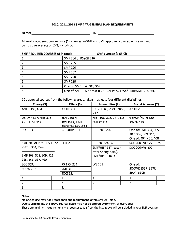 Fillable Online SMF 4 Year General Plan Fax Email Print - pdfFiller