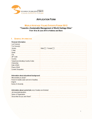 Fillable Online unesco or APPLICATION FORM - UNESCO World Heritage Fax ...