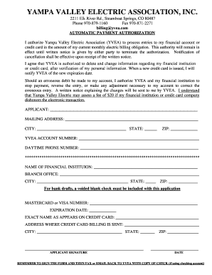 Fillable Online YAMPA VALLEY ELECTRIC ASSOCIATION INC Fax Email Print ...