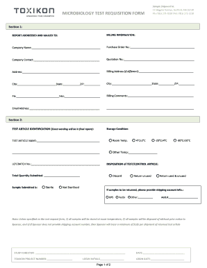 Fillable Online MICROBIOLOGY TEST REQUISITION FORM Fax Email Print ...