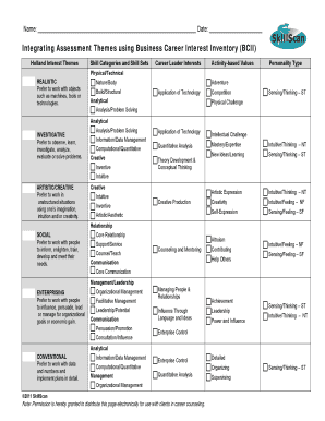 Fillable Online Integrate Assessment Themes - SkillScan Fax Email Print ...
