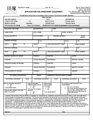 Fillable Online riverton Application for apartment occupancy - Riverton ...