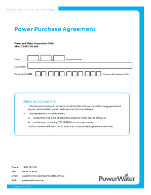 Fillable Online pwc clients squiz Power Purchase Agreement - Power and ...