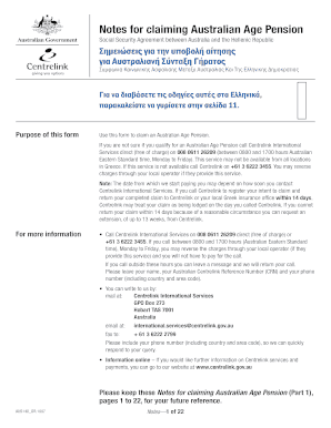 Fillable Online oga Notes for claiming Australian Age Pension Social ...