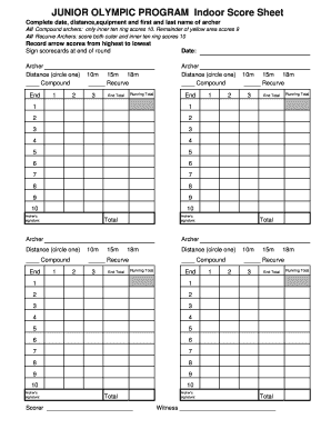 Fillable Online JOP SCORECARDS - printable Fax Email Print - pdfFiller