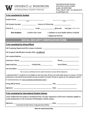 Fillable Online Social security verification form - International ...