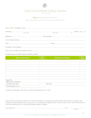 Fillable Online davisuwcscholars New Scholar Registration Form - Davis ...