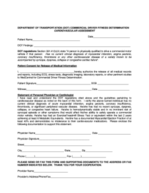 Fillable Online Department of transportation dot commercial drivers ...