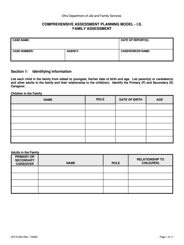 Fillable Online COMPREHENSIVE ASSESSMENT PLANNING MODEL - Ohio bb Fax ...