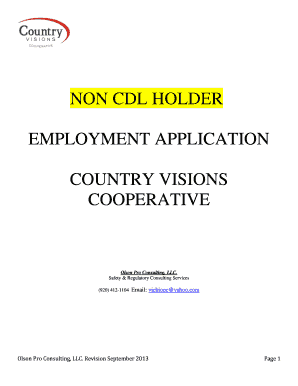 Fillable Online Non cdl holder employment application country visions cooperative Fax Email ...