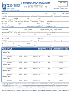 Fillable Online General prescription referral form - Glen Rock Medical Pharmacy Fax Email Print ...