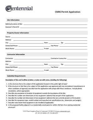 Fillable Online CMRS bPermitb Application - City of Centennial Fax Email Print - pdfFiller