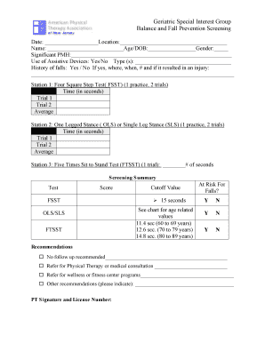 Fillable Online aptanj Balance screening tool for Senior expo - aptanj ...