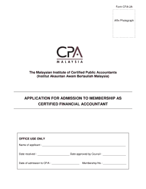 Fillable Online Form CFiA 2A Affix Photograph The Malaysian Institute ...