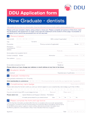 Fillable Online Dentist application form - The DDU Fax Email Print ...