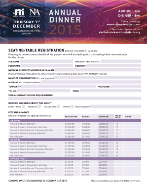 Fillable Online ANNUAL DINNER - The Nuclear Institute Fax Email Print ...
