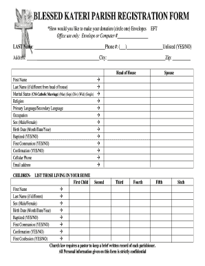 Fillable Online saintkateriparish BLESSED KATERI PARISH REGISTRATION ...