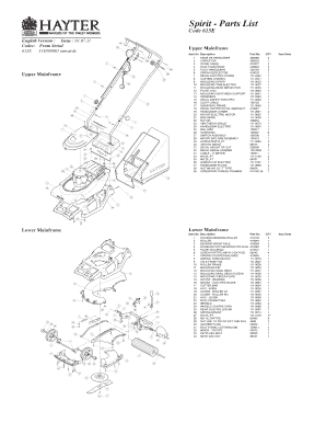 Fillable Online hayter co Spirit - Parts List Fax Email Print - pdfFiller