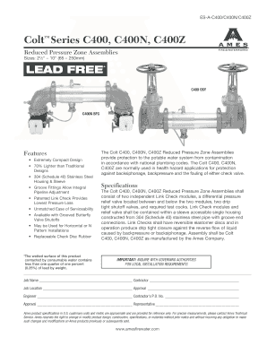 Fillable Online ColtTM Series C400 C400N C400Z LEAD FREE - Viking Fax ...