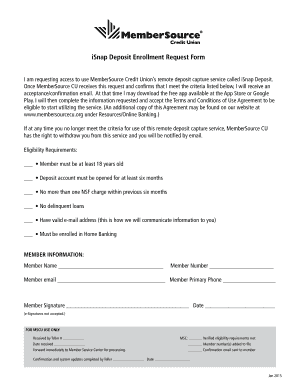 Fillable Online ISnap Deposit Enrollment Request bFormb Fax Email Print ...