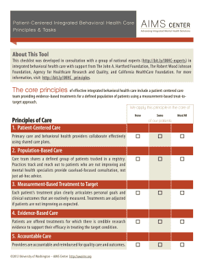Fillable Online Principles Tasks Checklist - AIMS Center Fax Email ...