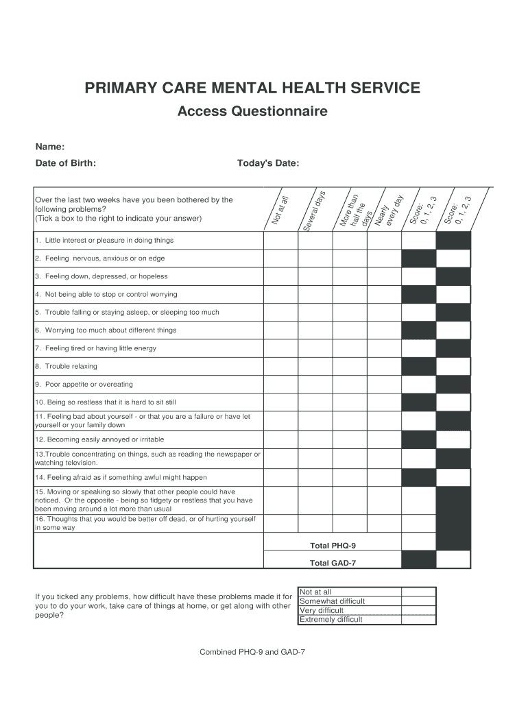 Fillable Online PRIMARY CARE MENTAL HEALTH SERVICE Fax Email Print ...