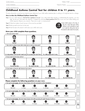 Fillable Online Child Asthma Control Test Fax Email Print - pdfFiller
