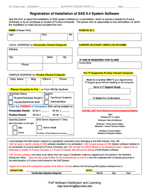 Fillable Online itap purdue SAS Registration Form - Information ...