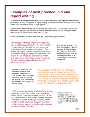 Fillable Online Examples of best practice: bid and Fax Email Print ...