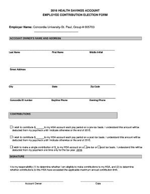 Fillable Online info csp B2016b HSA Contribution Election bFormb ...